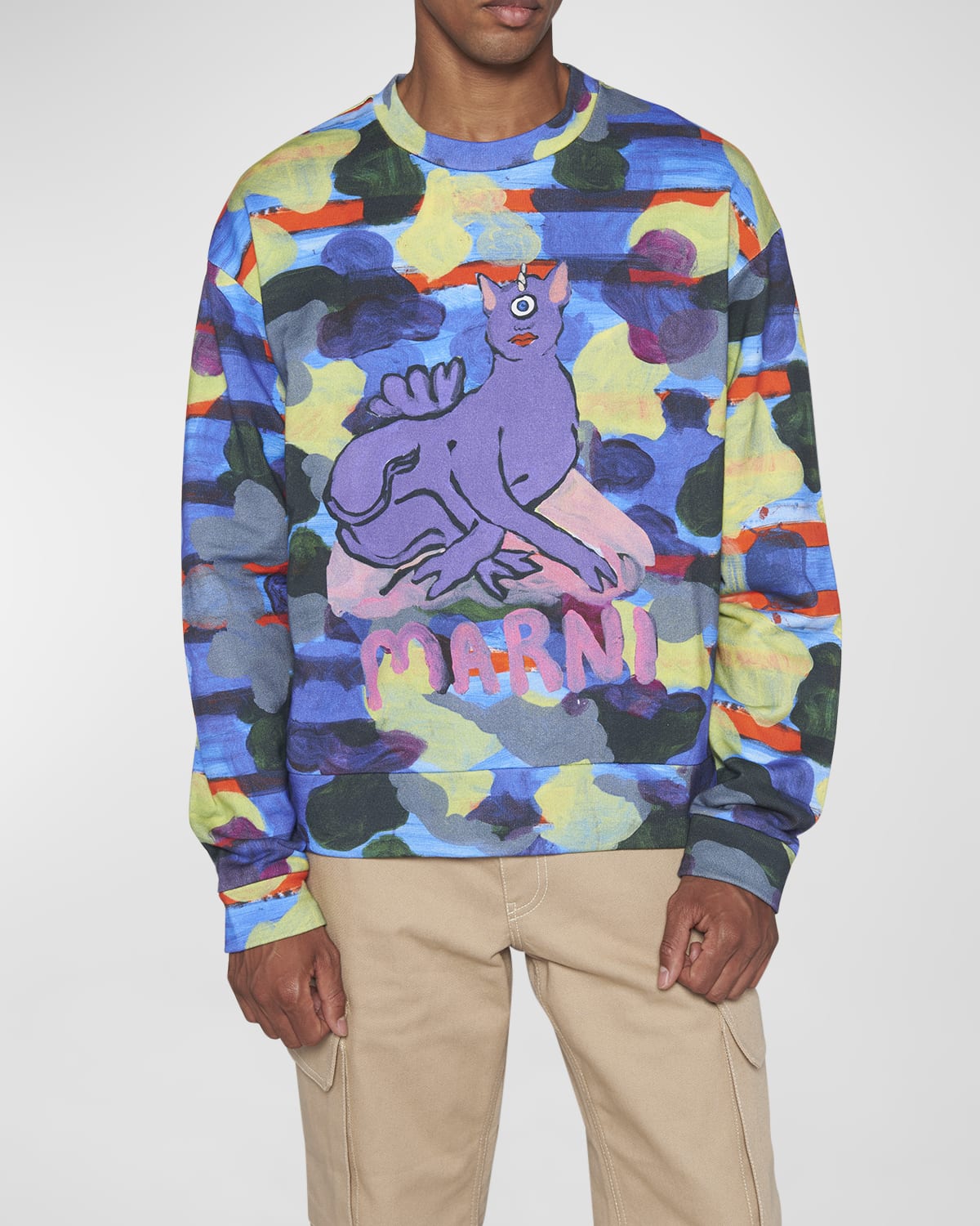 Versace Jeans Couture Men's Multicolor Logo Sweatshirt | Neiman Marcus