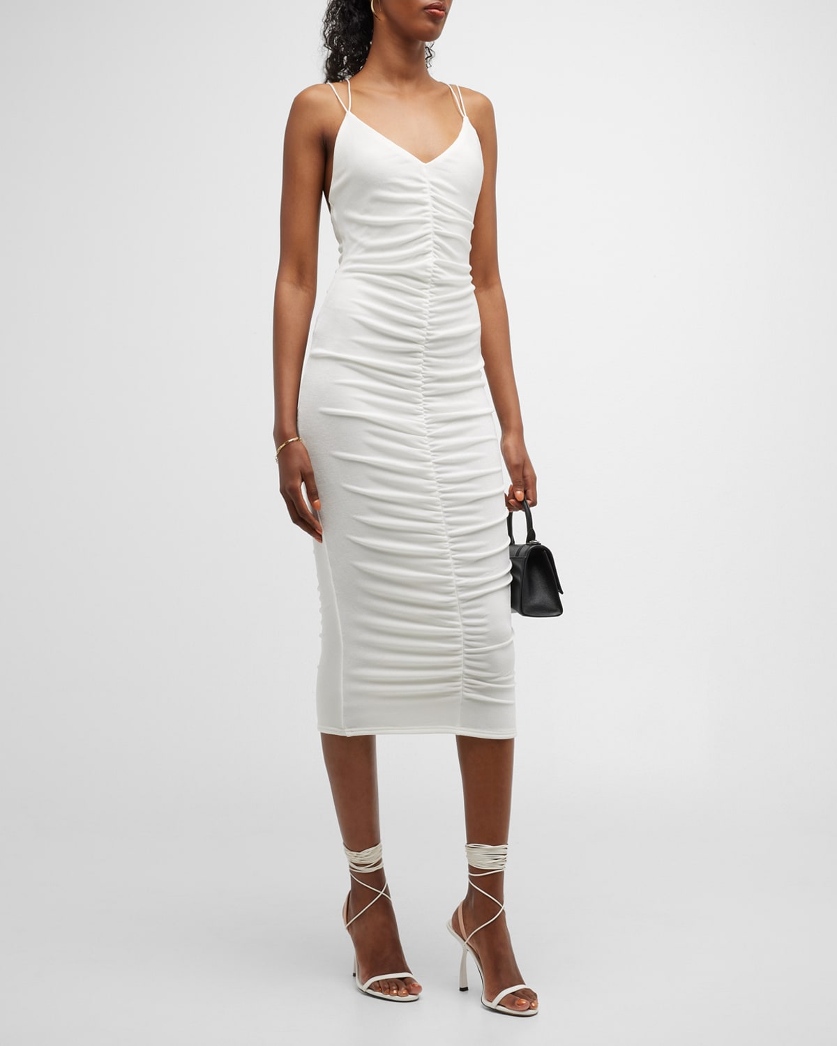 SER.O.YA Eden Ruched Cut-Out Bodycon Midi Dress | Neiman Marcus
