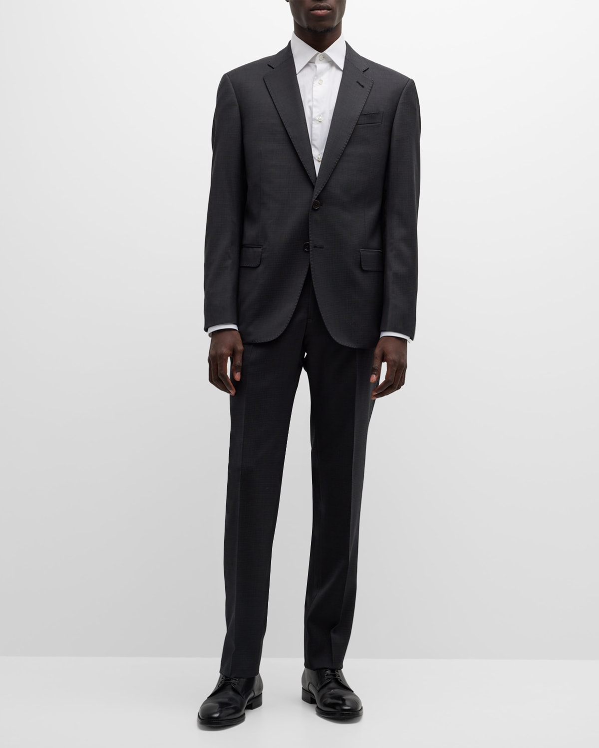 Emporio Armani Men's Windowpane Plaid Wool Suit | Neiman Marcus