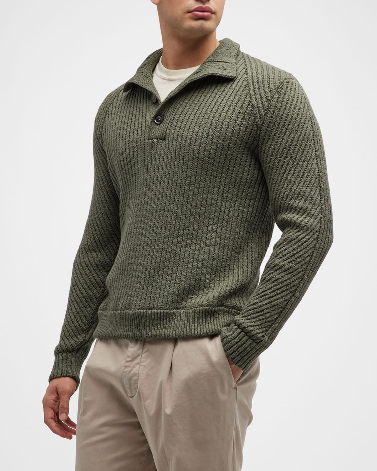 Neiman Marcus Men's Cashmere-Silk Polo Sweater | Neiman Marcus