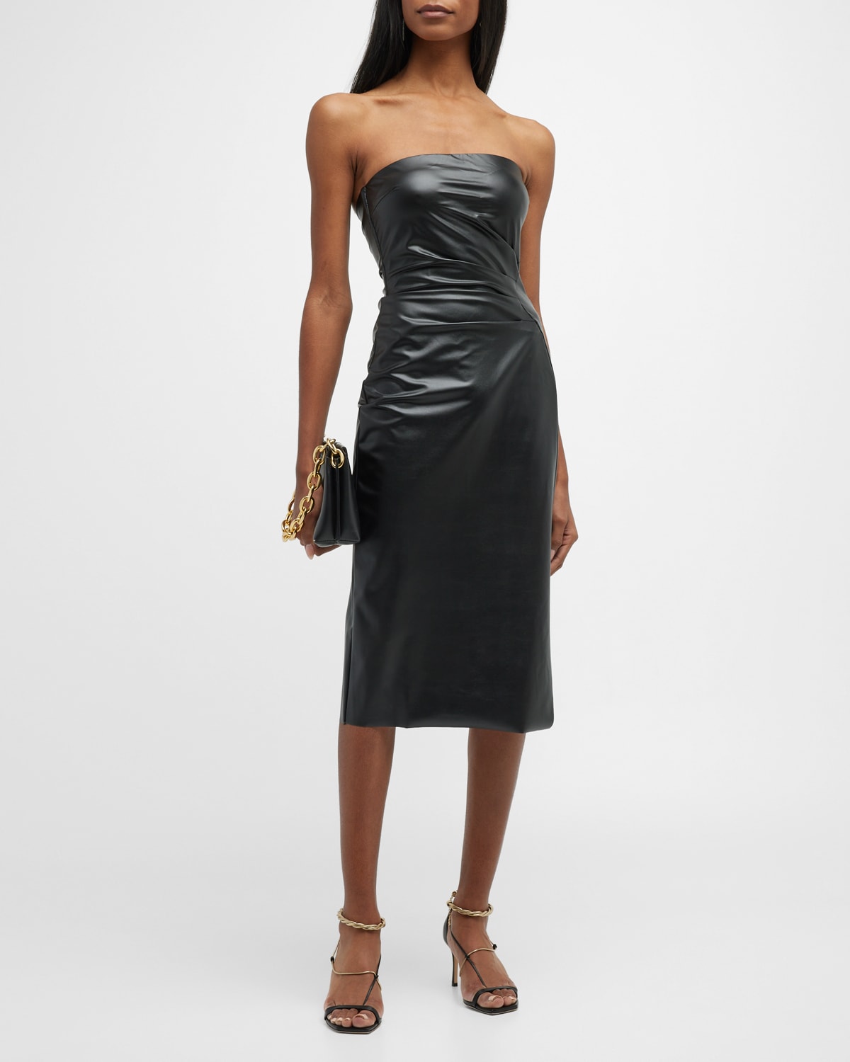 Chiara Boni La Petite Robe Yama Strapless Vegan Leather Mini Dress ...