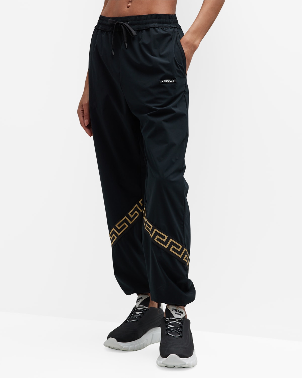 Versace La Greca Jacquard Flare Pants | Neiman Marcus