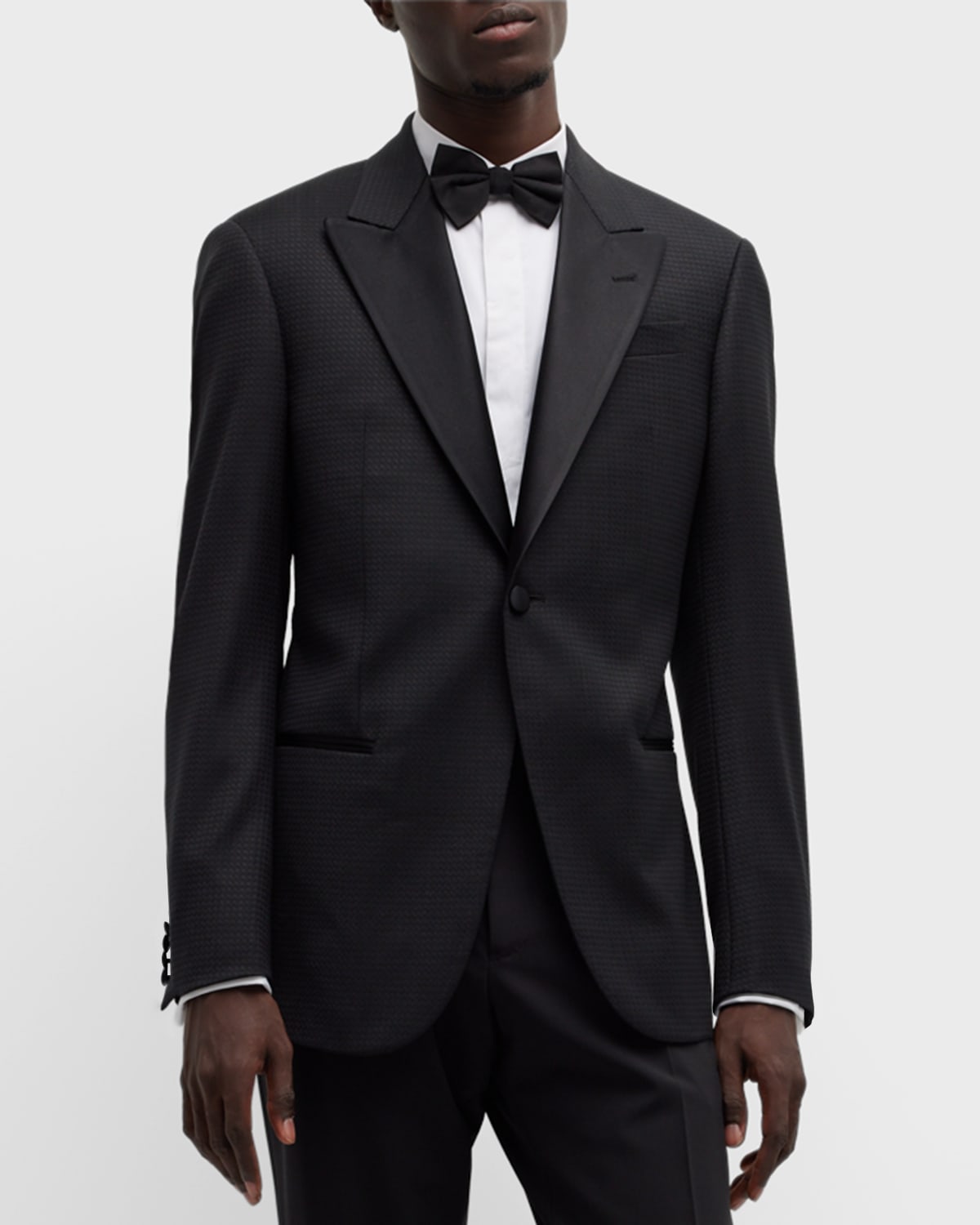 Emporio Armani Men's Textured Wool-Blend Dinner Jacket | Neiman Marcus