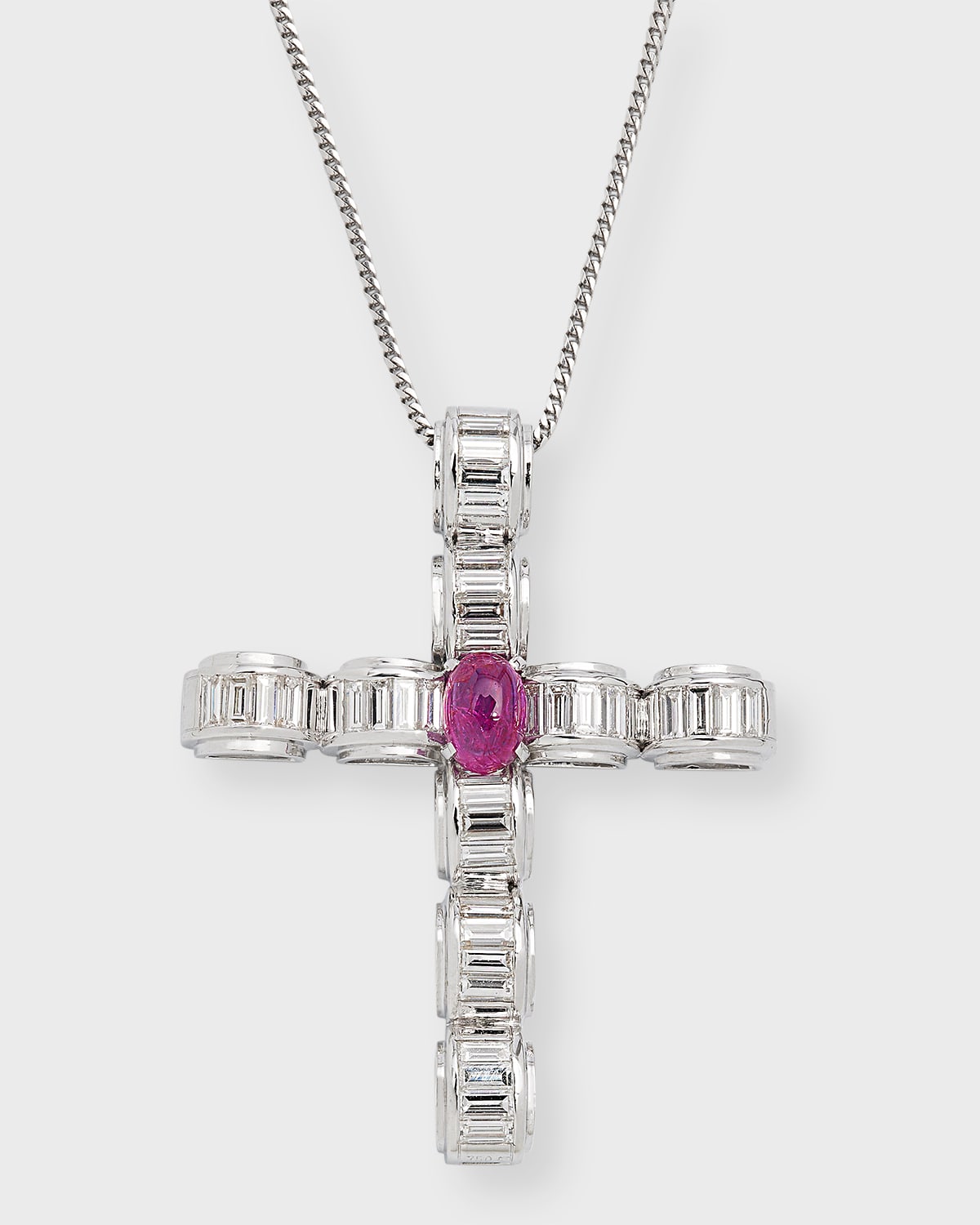 Alexander Laut 18K White Gold Spinel and Diamond Cross Pendant | Neiman ...