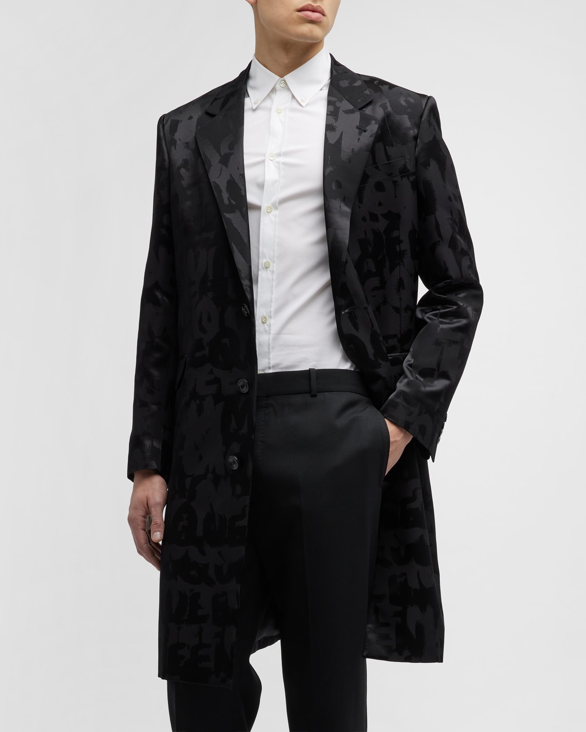 Alexander McQueen Men's Tonal Graffiti Jacquard Bomber Jacket | Neiman Marcus