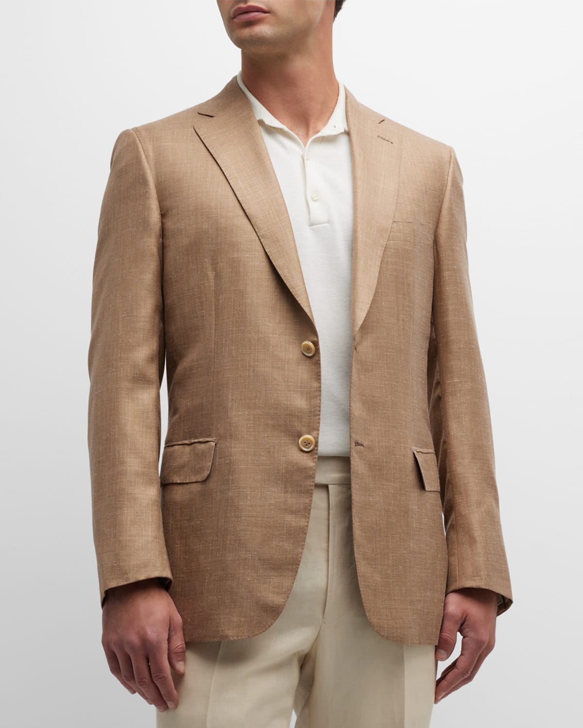 Brioni Men's Chevron Wool-Blend Sport Jacket | Neiman Marcus