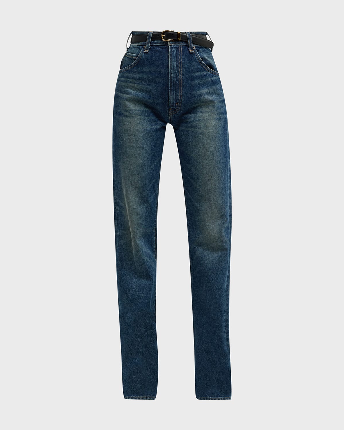 Nili Lotan Emerson Wide-Leg Faded Denim Jeans | Neiman Marcus