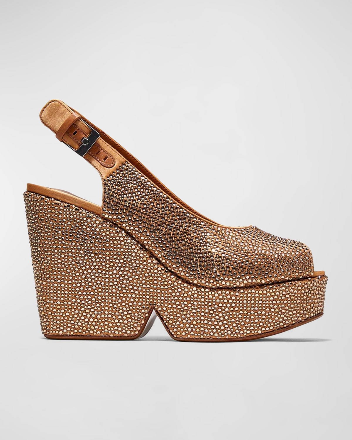 Clergerie Paris Nelio Calfskin Ankle-Strap Platform Sandals | Neiman Marcus