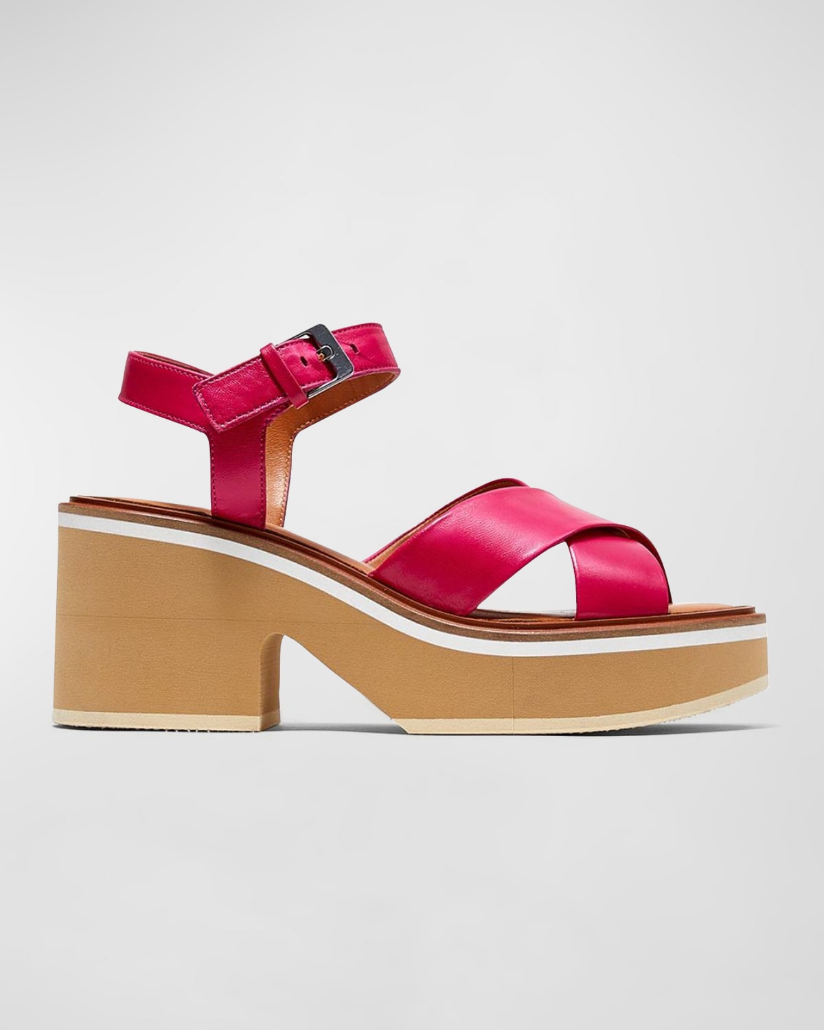 Clergerie Paris Agneau Leather Slingback Platform Sandals | Neiman Marcus