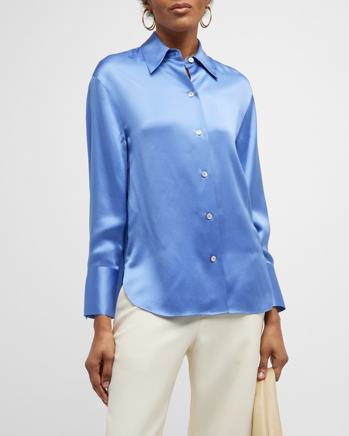 Ulla Johnson Eloise Textured Silk Button-Front Blouse | Neiman Marcus