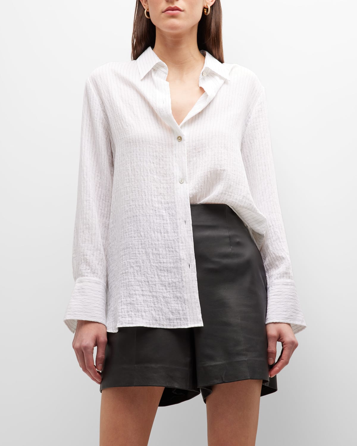 Vince Relaxed Linen Button-Front Shirt | Neiman Marcus