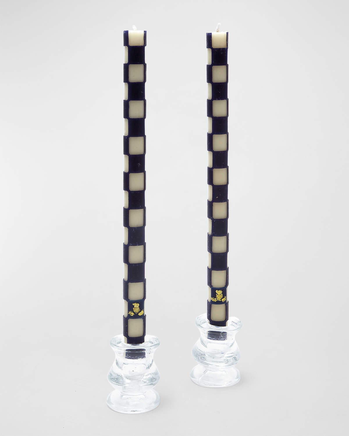 MacKenzie-Childs Mod Flower Dinner Candles in Black/Gold Rick Rack, Set ...