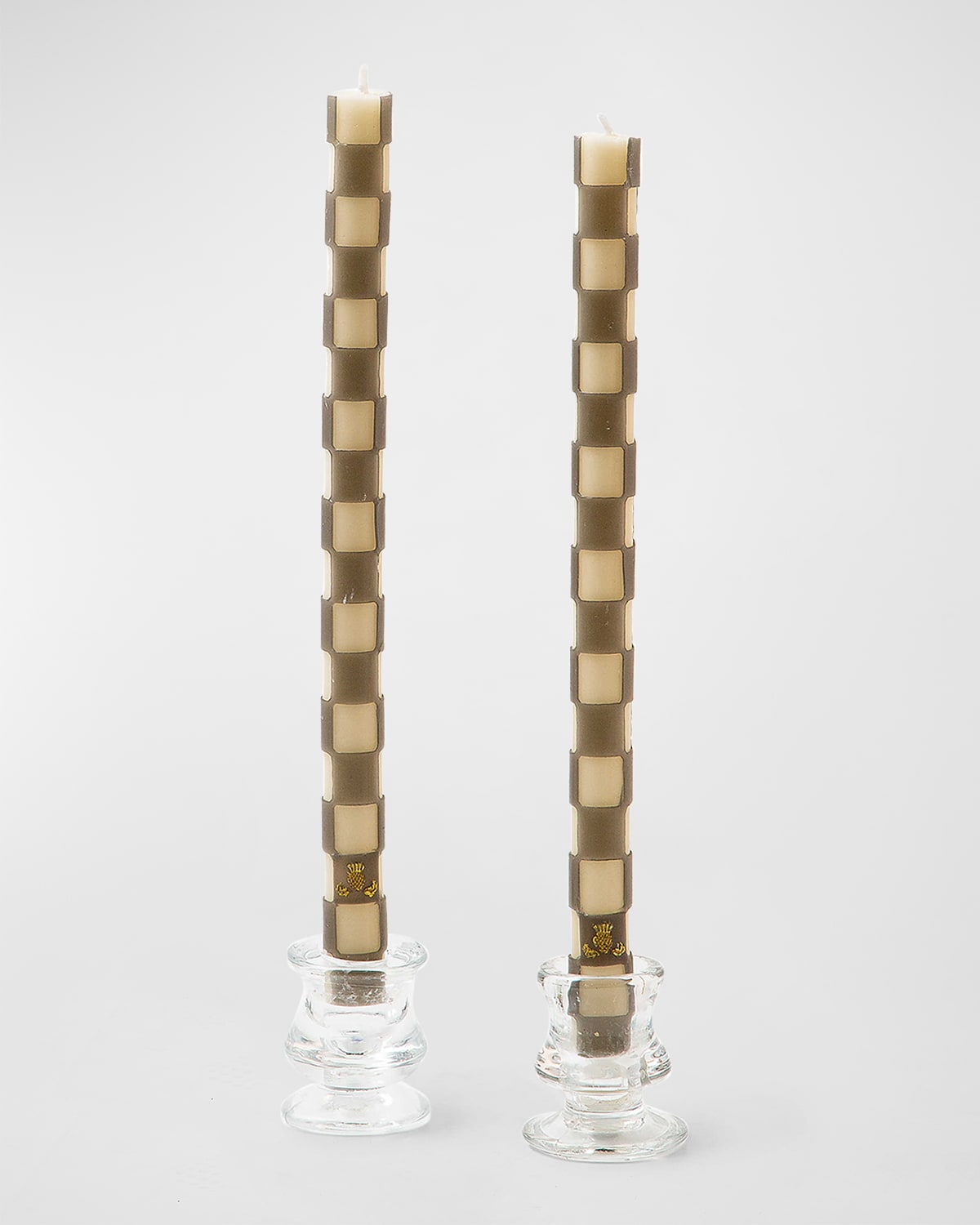MacKenzie-Childs Mod Flower Dinner Candles in Black/Gold Rick Rack, Set ...