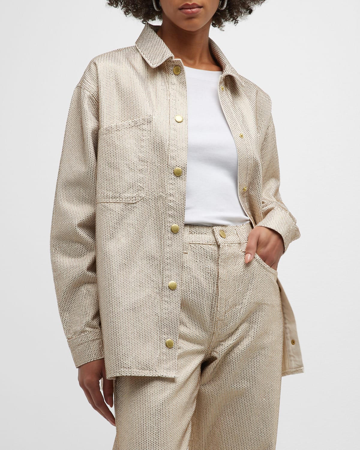 Triarchy Ms. Cali Oversized Cropped Denim Cargo Jacket | Neiman Marcus