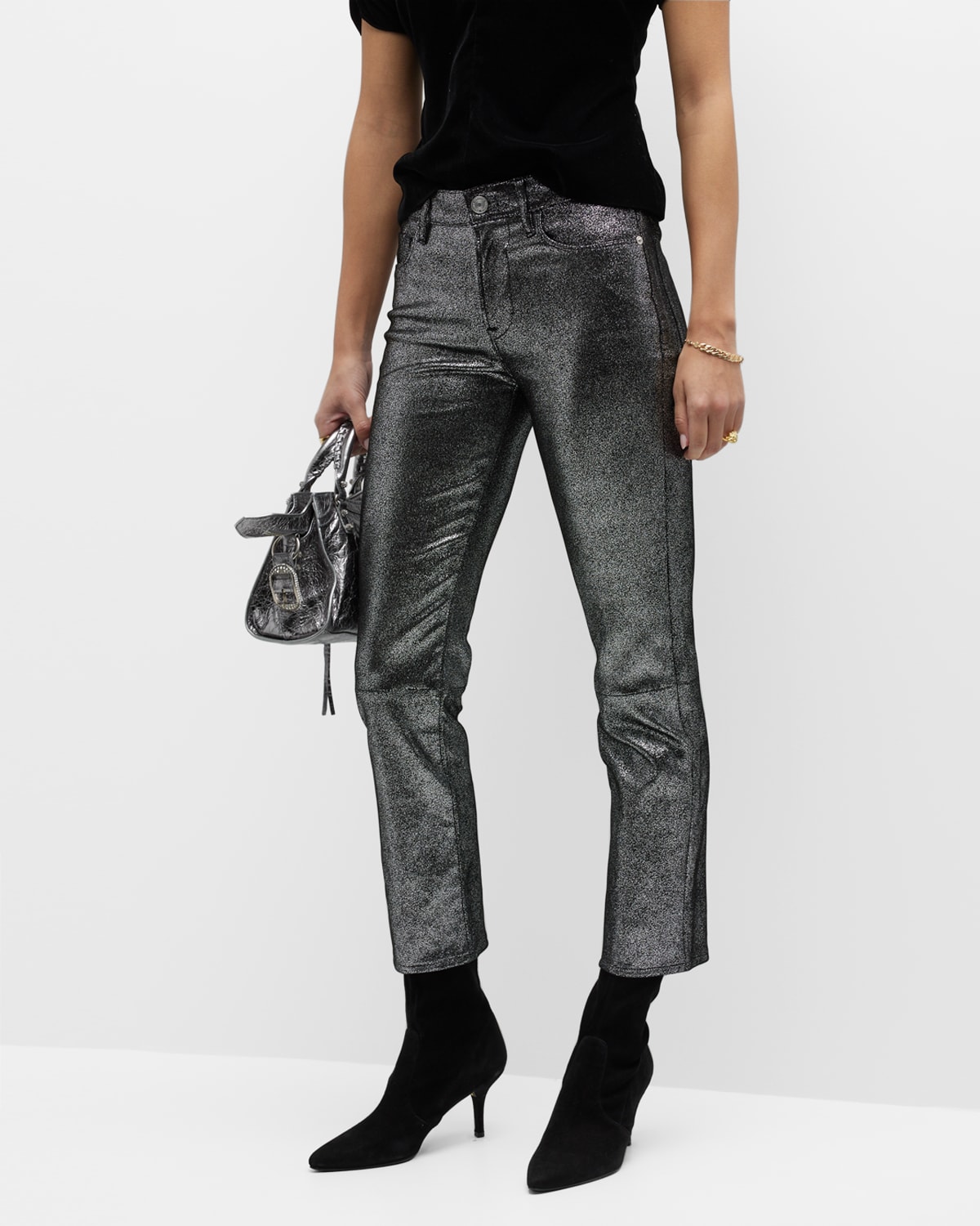 FRAME Le Super High Straight Leather Pants | Neiman Marcus