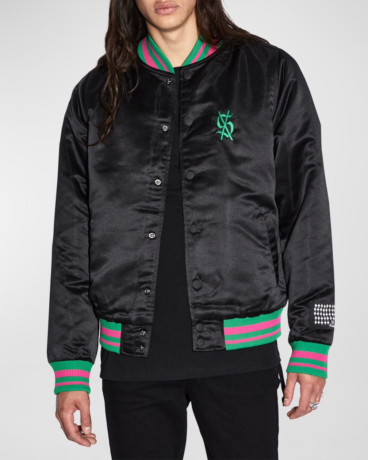 Dolce&Gabbana Men's DG Flower Satin Bomber Jacket | Neiman Marcus