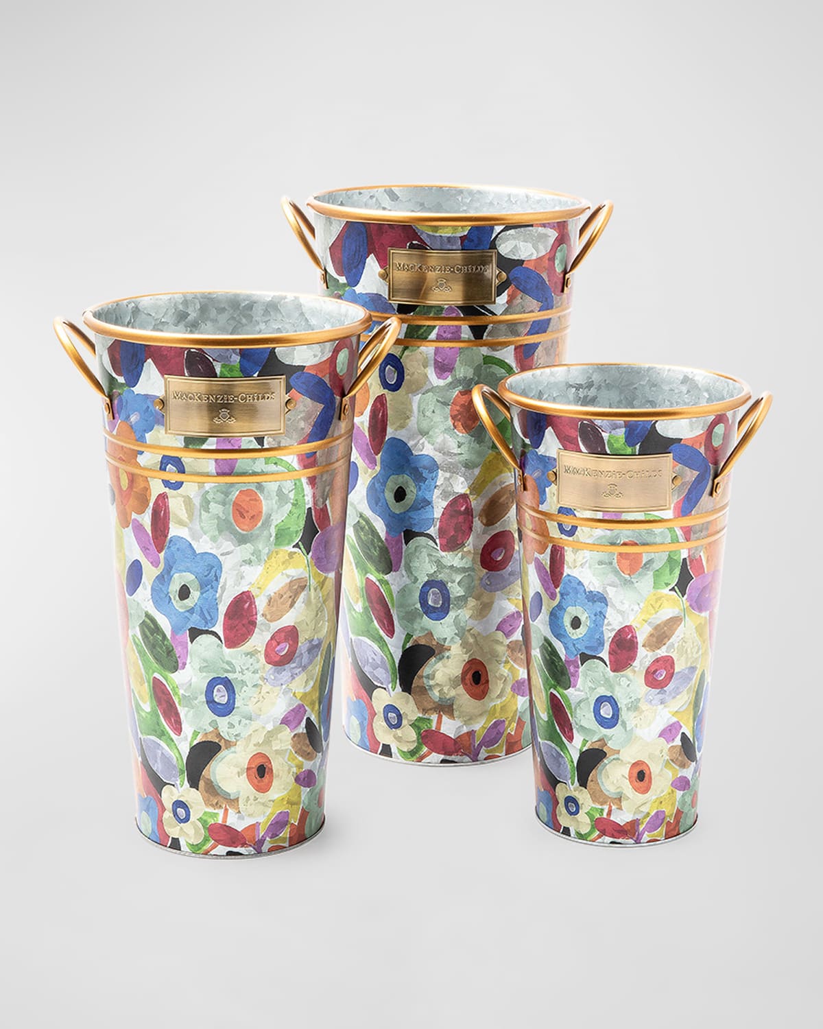 MacKenzie-Childs Wildflowers Flower Buckets, Set of 3 | Neiman Marcus