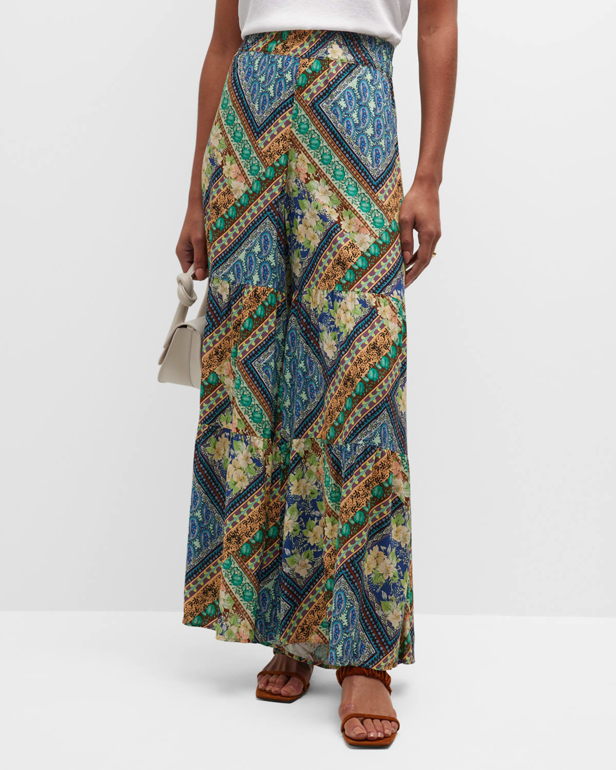 Johnny Was Plus Size Pottery Floral-Print Wide-Leg Pants | Neiman Marcus