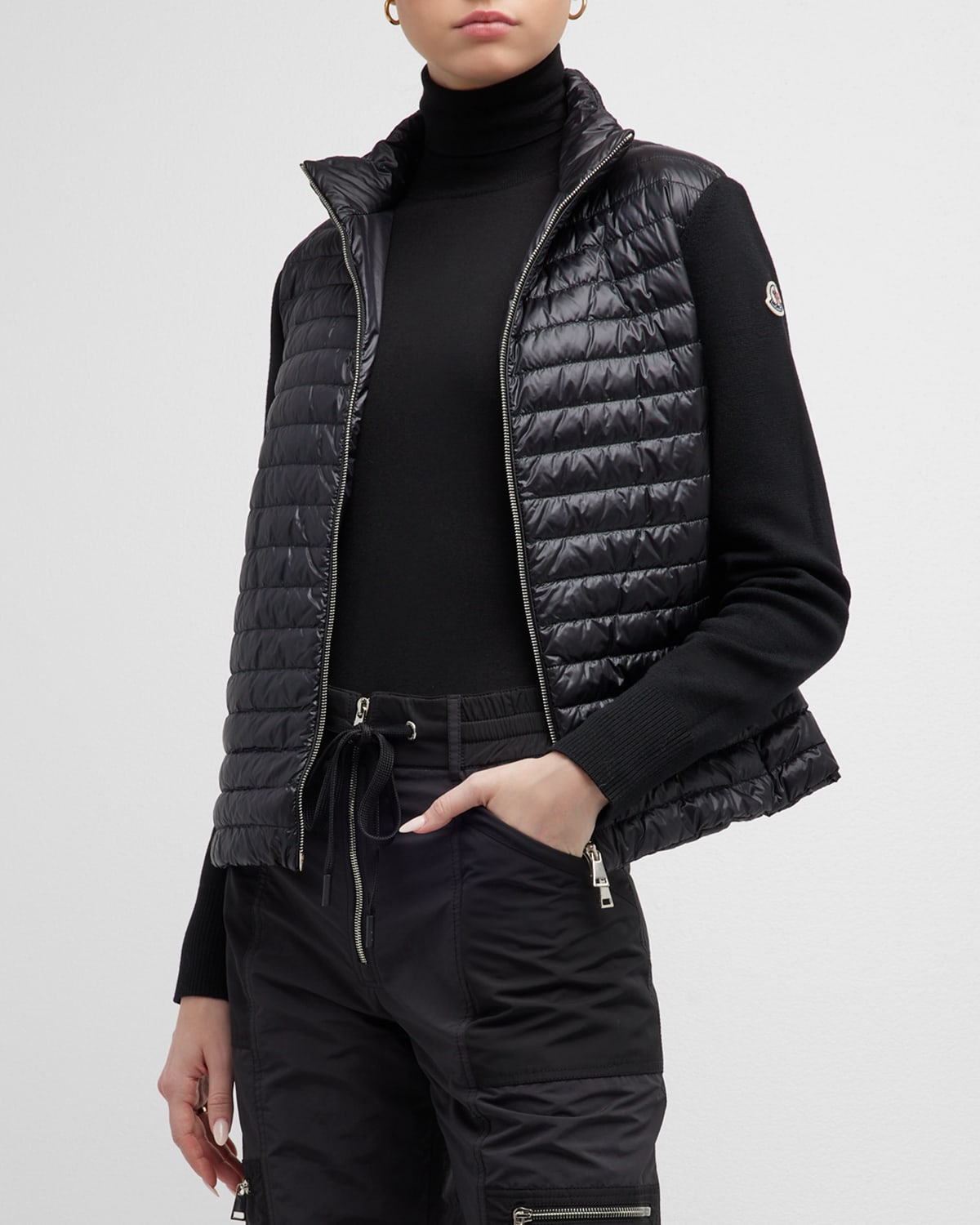 Moncler Grenoble Yvoire Mixed Media Shearling Bomber Jacket | Neiman Marcus