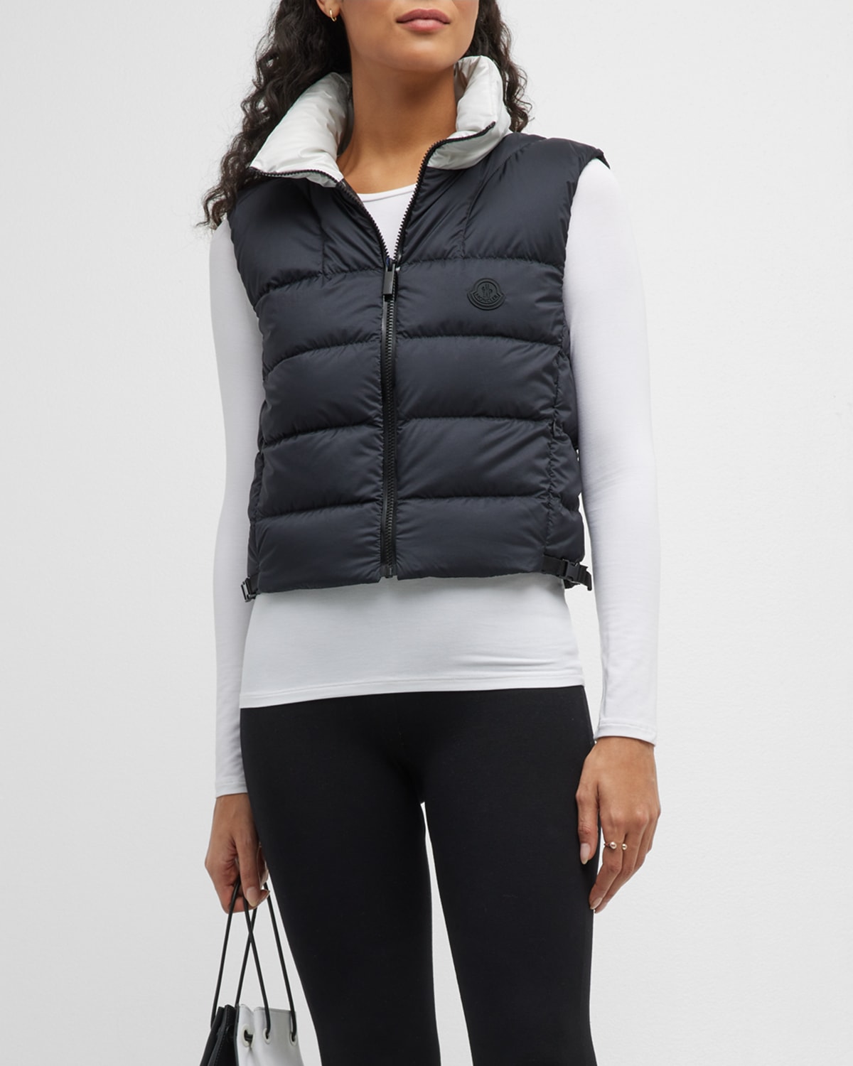 Moncler Glygos Puffer Vest w/ Hooded Collar | Neiman Marcus