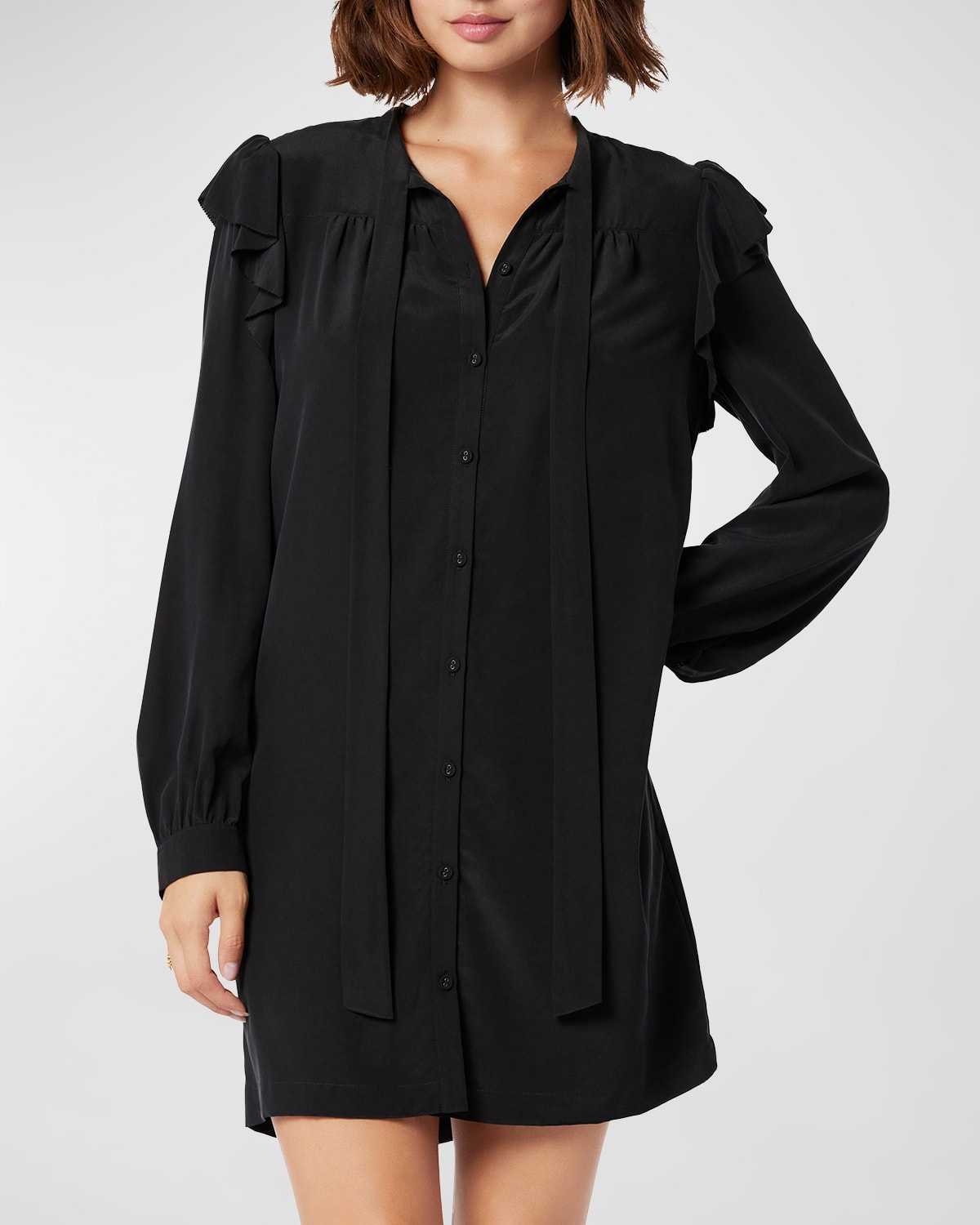 Joie Renata Button-Down Velvet Mini Dress | Neiman Marcus