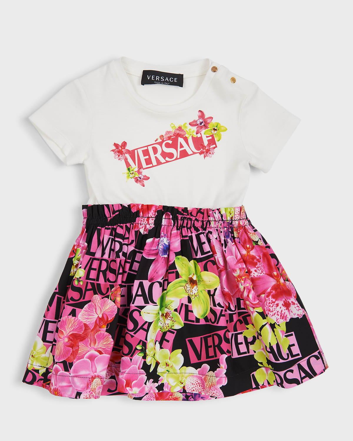 Versace Girl's Logo Baroque Dress, Size 4-6 | Neiman Marcus