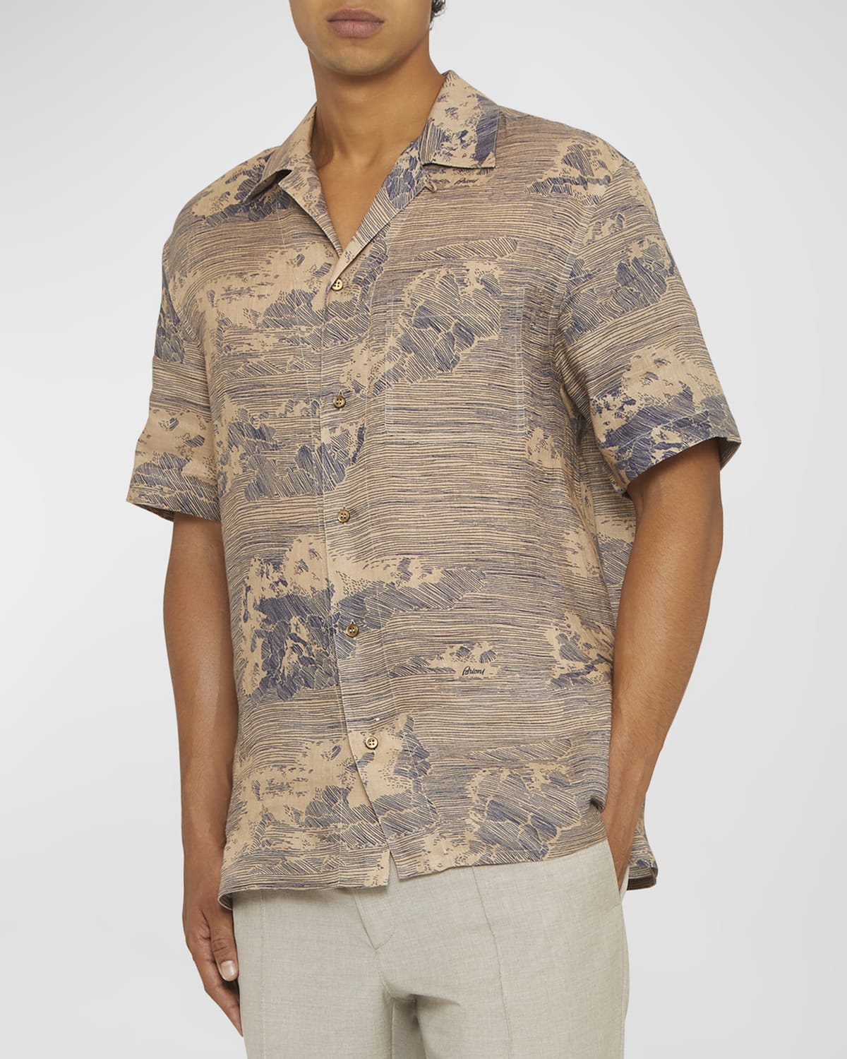 Isaia Men's Pinwheel-Print Cotton Camp Shirt | Neiman Marcus