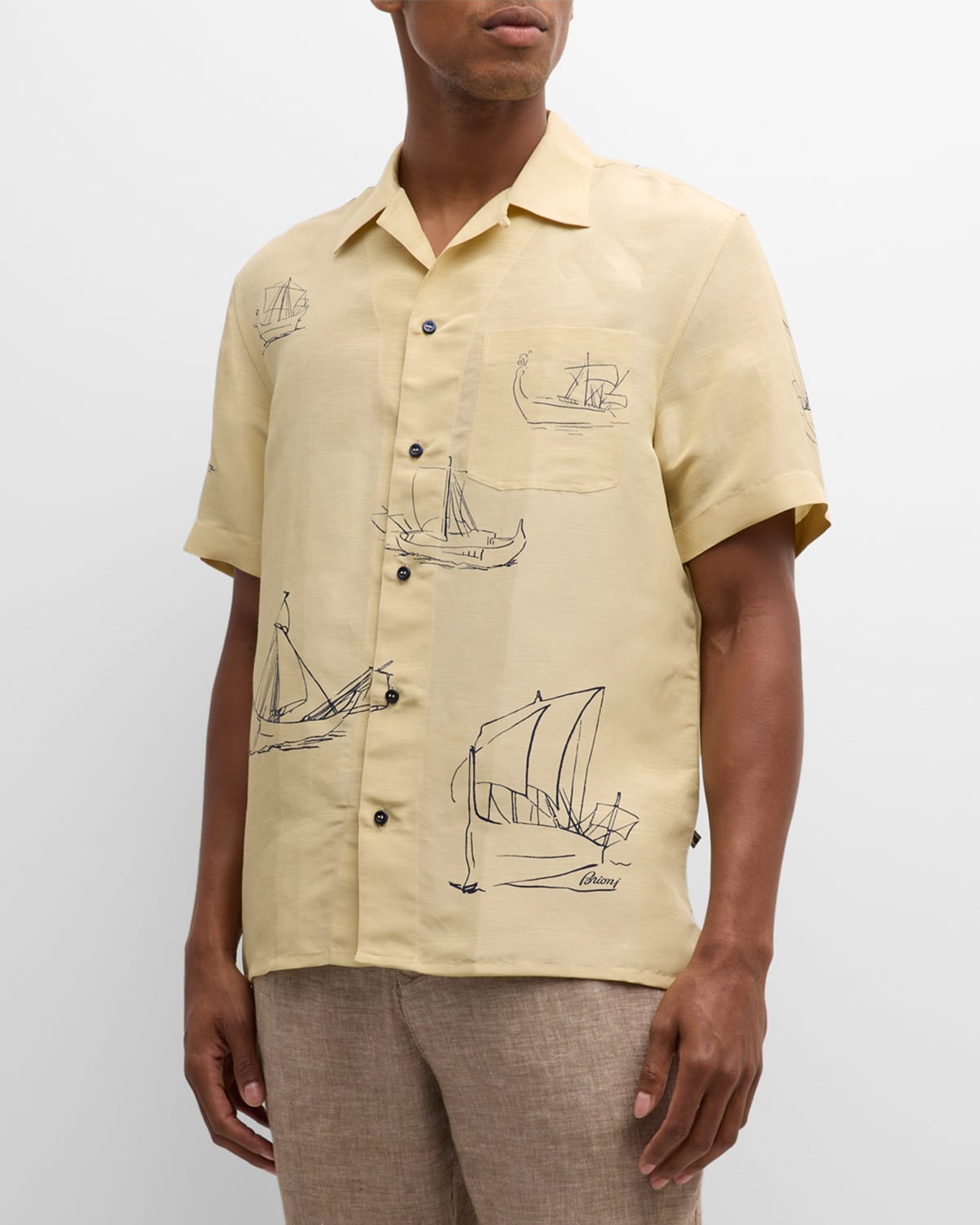 Ralph Lauren Purple Label Men's Archer Camp Shirt | Neiman Marcus