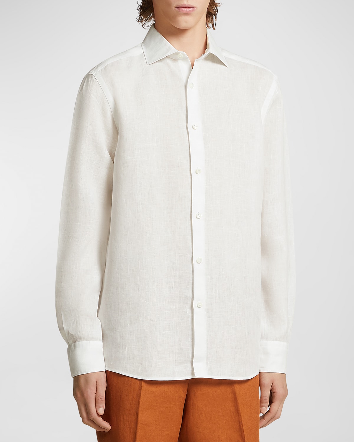 Gabriela Hearst Men's Quevedo Linen Sport Shirt | Neiman Marcus
