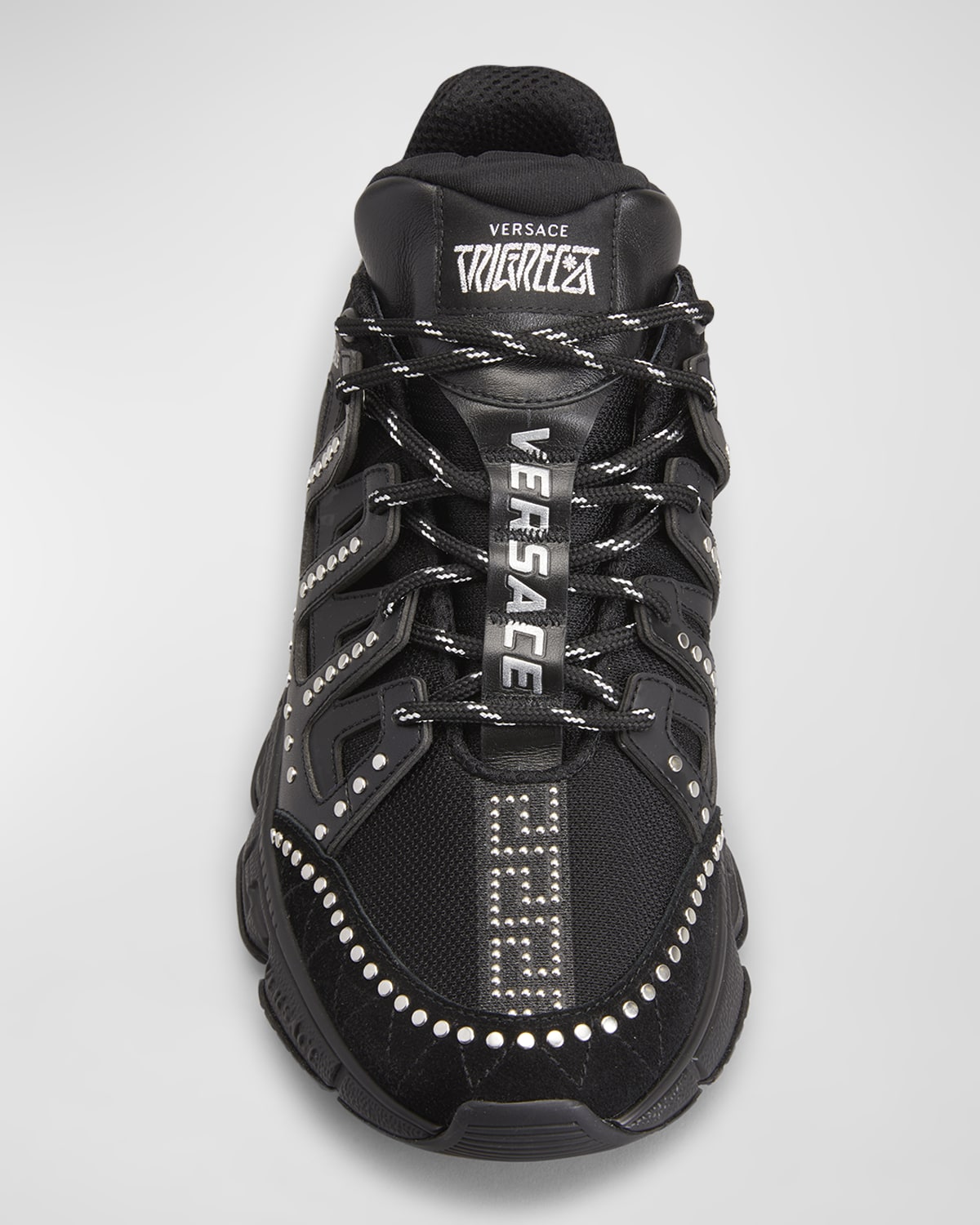 Versace Men's Trigreca Fabric-Leather Sneakers | Neiman Marcus