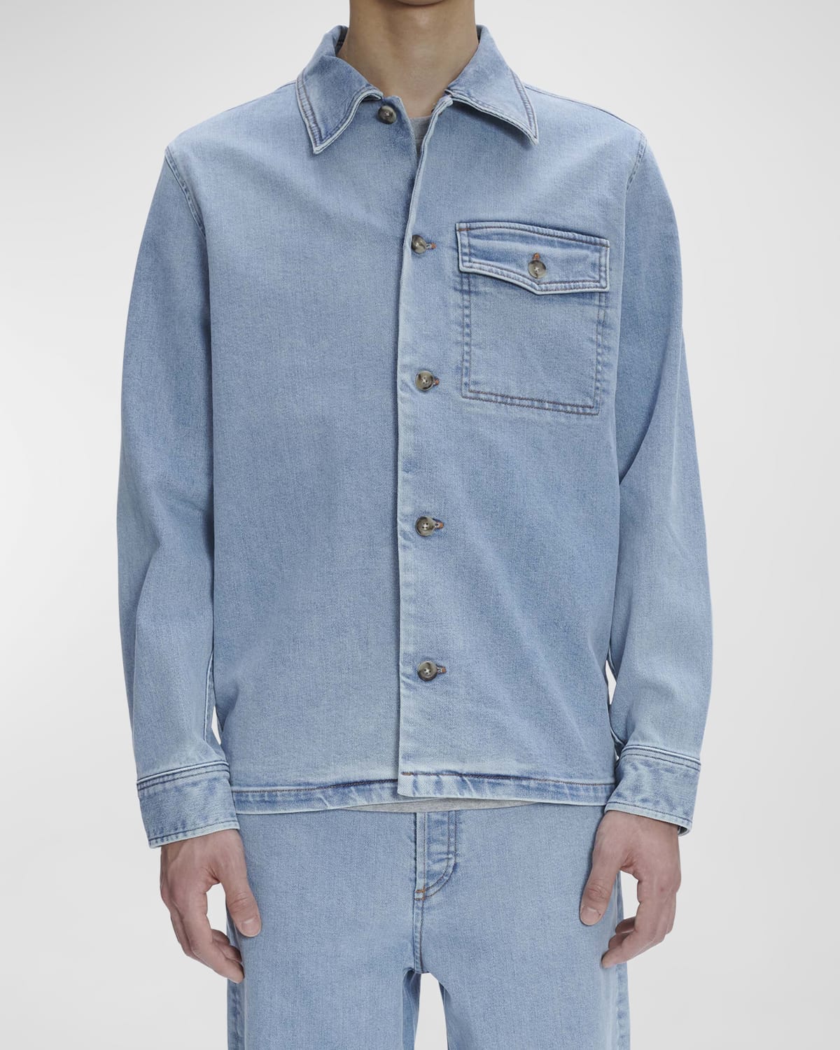 Rhude Men's Denim Snap-Front Overshirt | Neiman Marcus