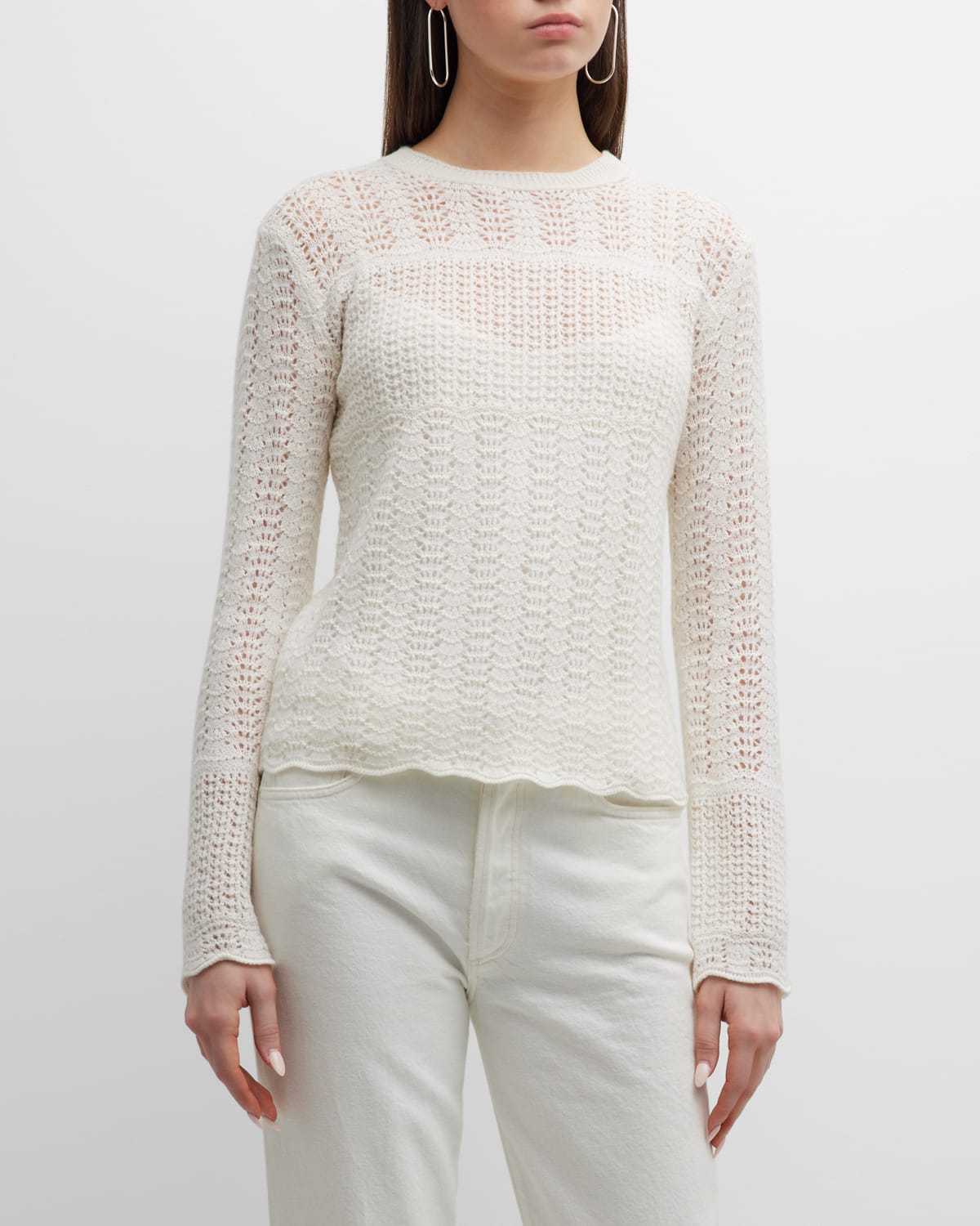 Autumn Cashmere Striped Pointelle Sweater | Neiman Marcus