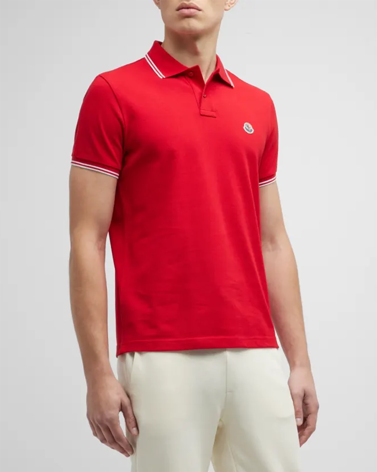 Moncler Men's Pique Tipped Polo Shirt | Neiman Marcus