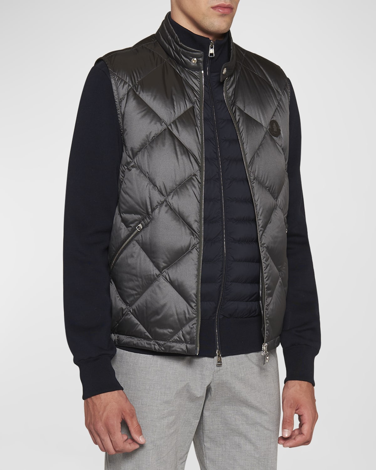 Moncler Men's Aube Down Nylon Zip Vest | Neiman Marcus