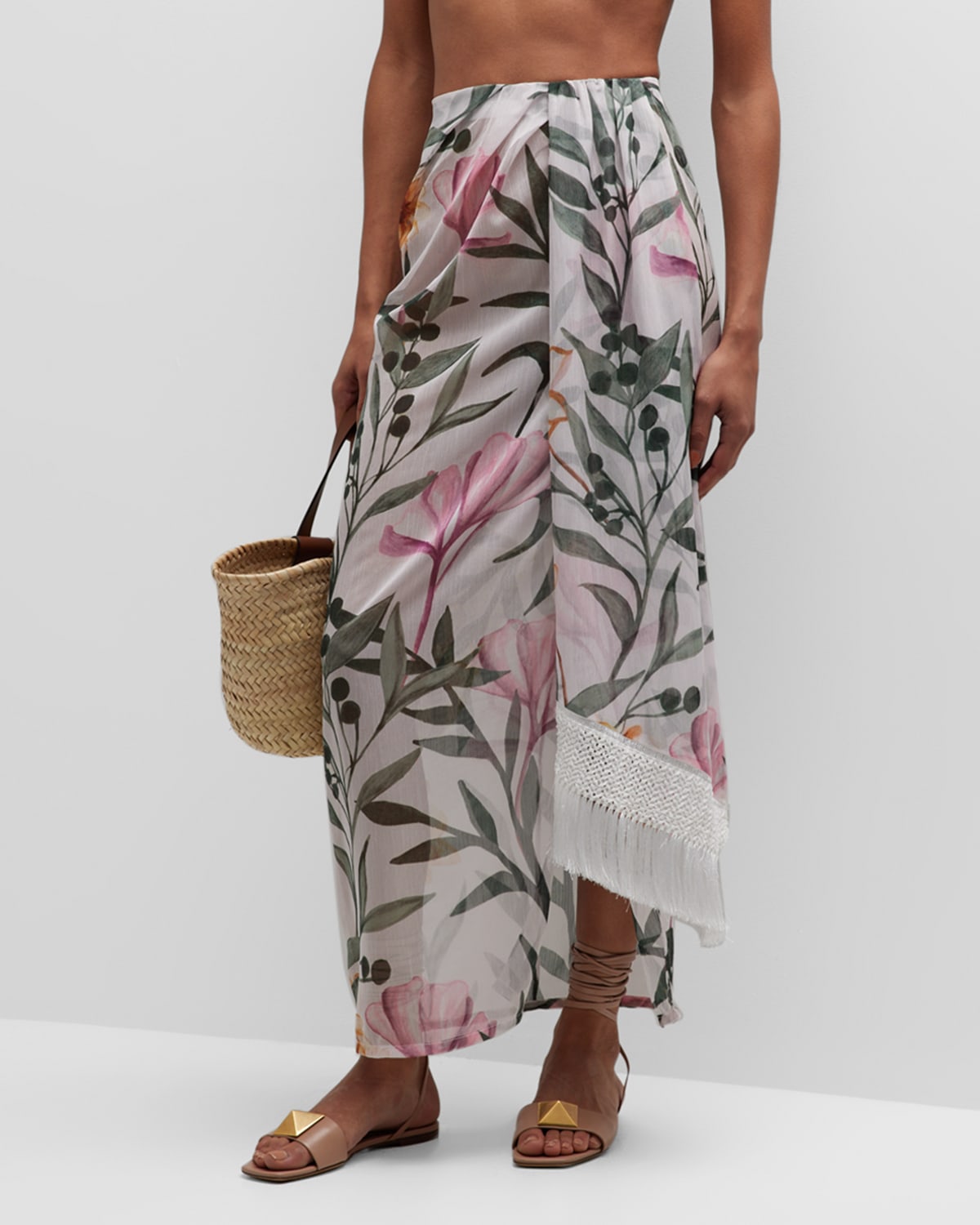 PatBO Laelia Fringe-Trim Beach Skirt | Neiman Marcus