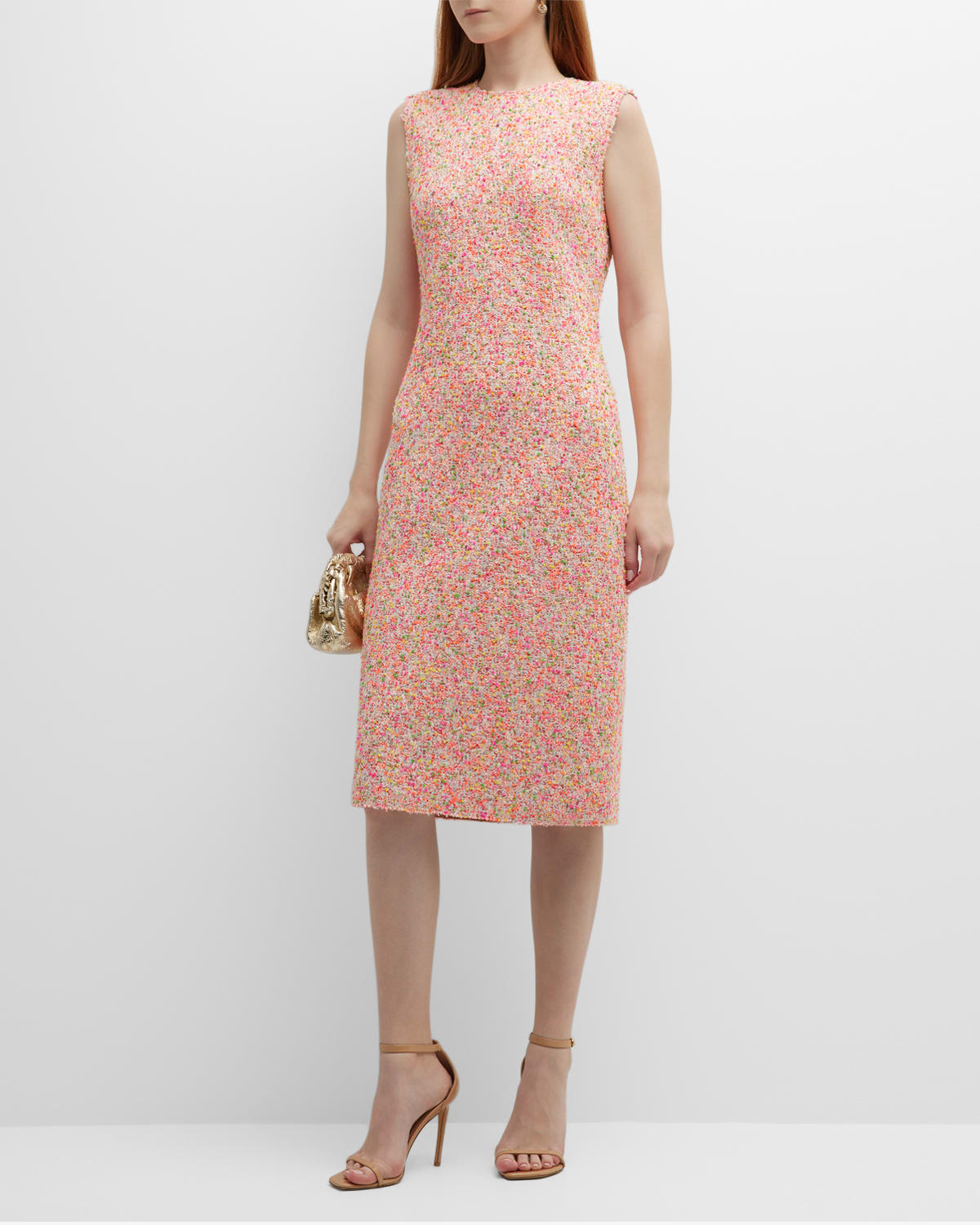 St. John Textured Sequin Bonded Knit Midi Dress | Neiman Marcus