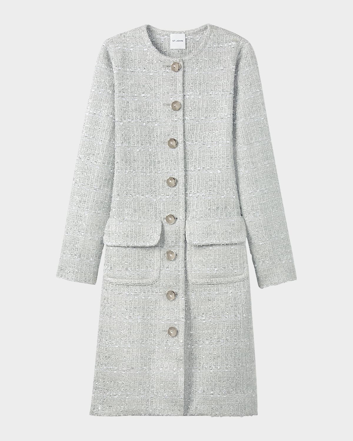 St. John Organza-Trim Metallic Eyelash Tweed Jacket | Neiman Marcus