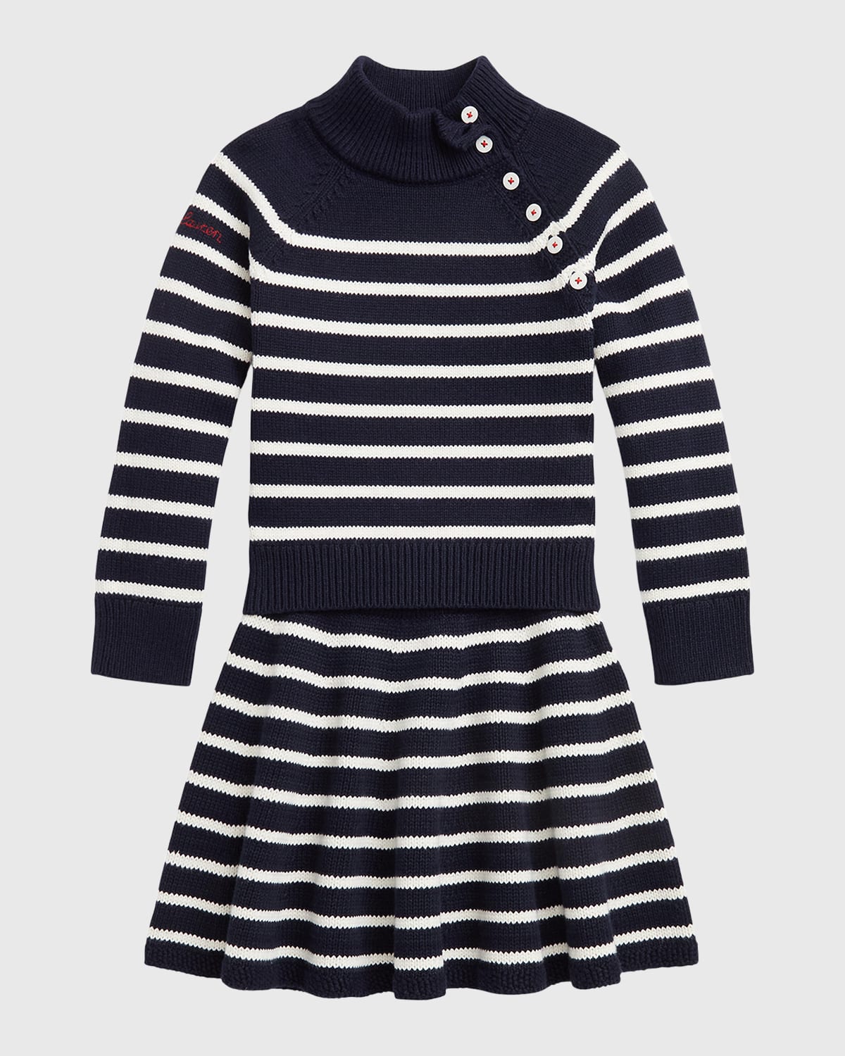 Ralph Lauren Childrenswear Girl's Two-Piece Nautical Striped Sweater ...