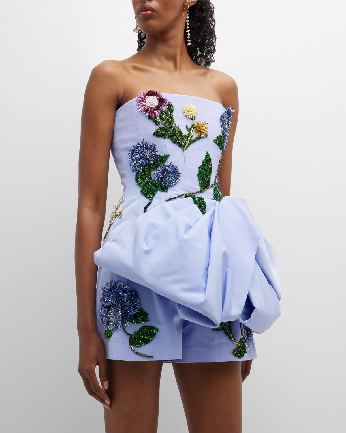 Lela Rose Strapless Peplum Bustier Top | Neiman Marcus