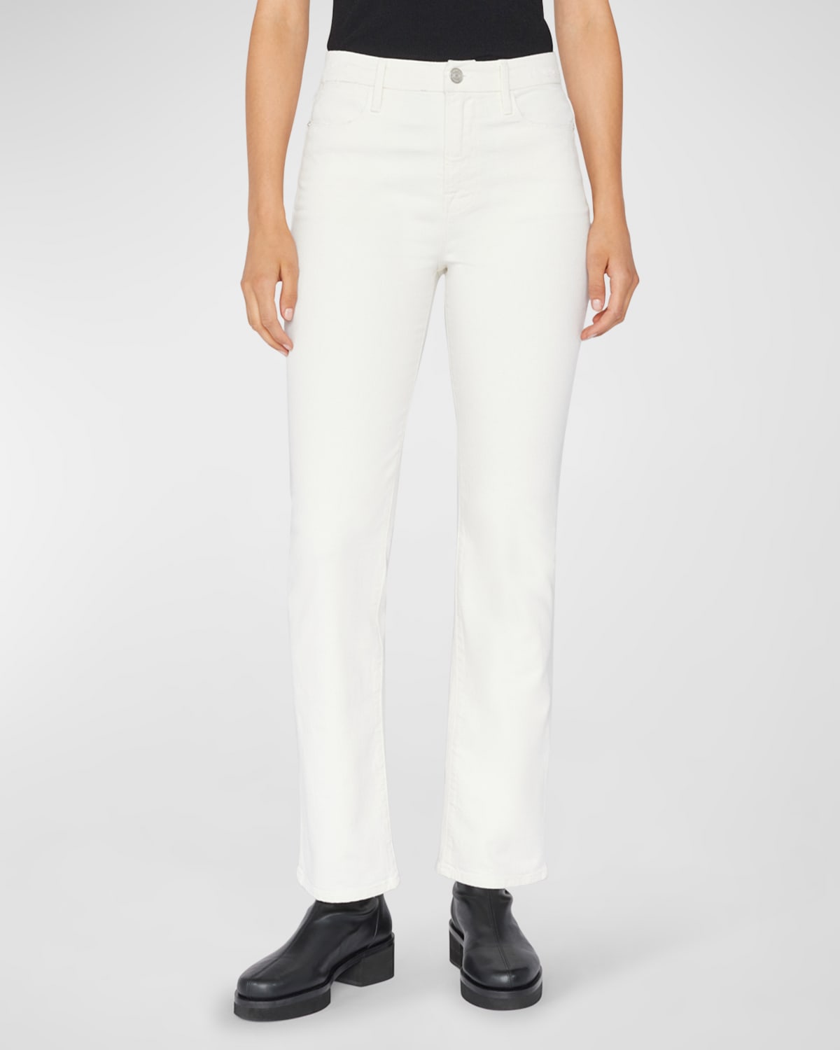 FRAME Le Super High Straight Leather Pants | Neiman Marcus