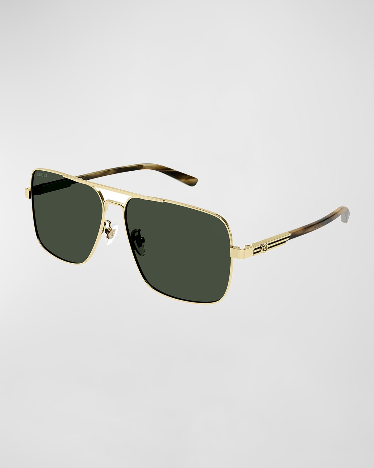 Gucci Men's Striped Logo Metal Aviator Sunglasses | Neiman Marcus