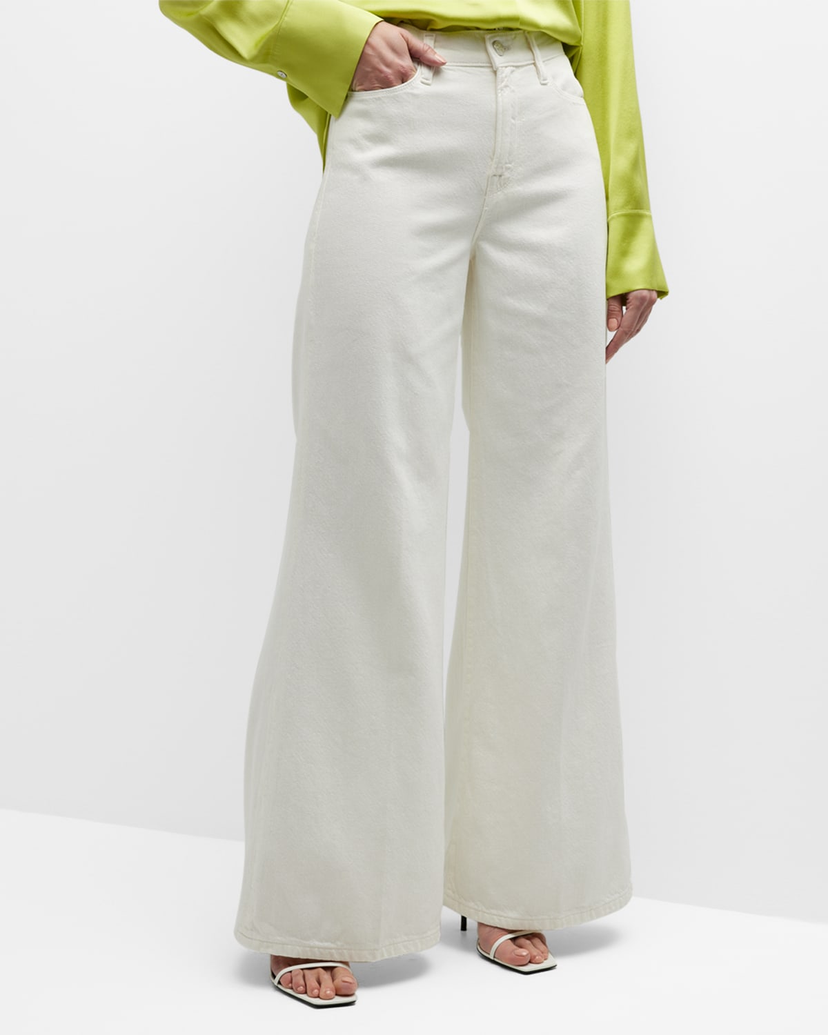 FRAME Le Palazzo Wide-Leg Exposed Button Jeans | Neiman Marcus