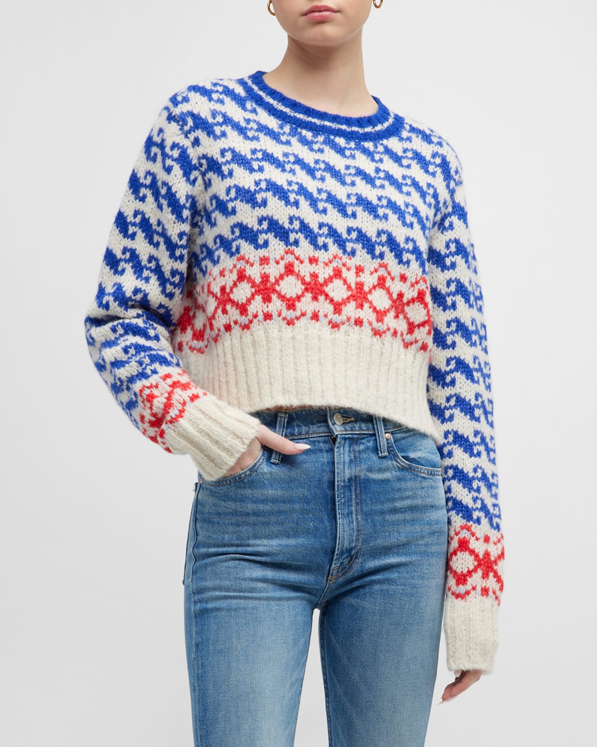 MOTHER The Crop Jumper Alpaca Sweater | Neiman Marcus