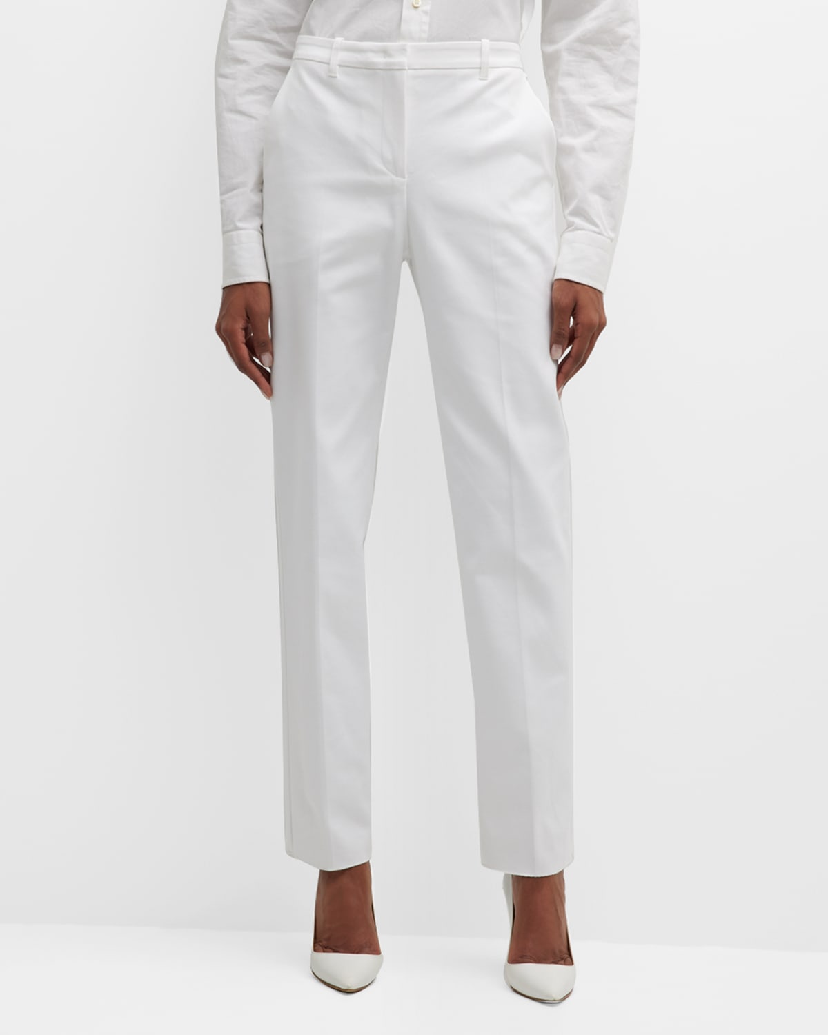 Emporio Armani High-Rise Straight-Leg Trousers | Neiman Marcus