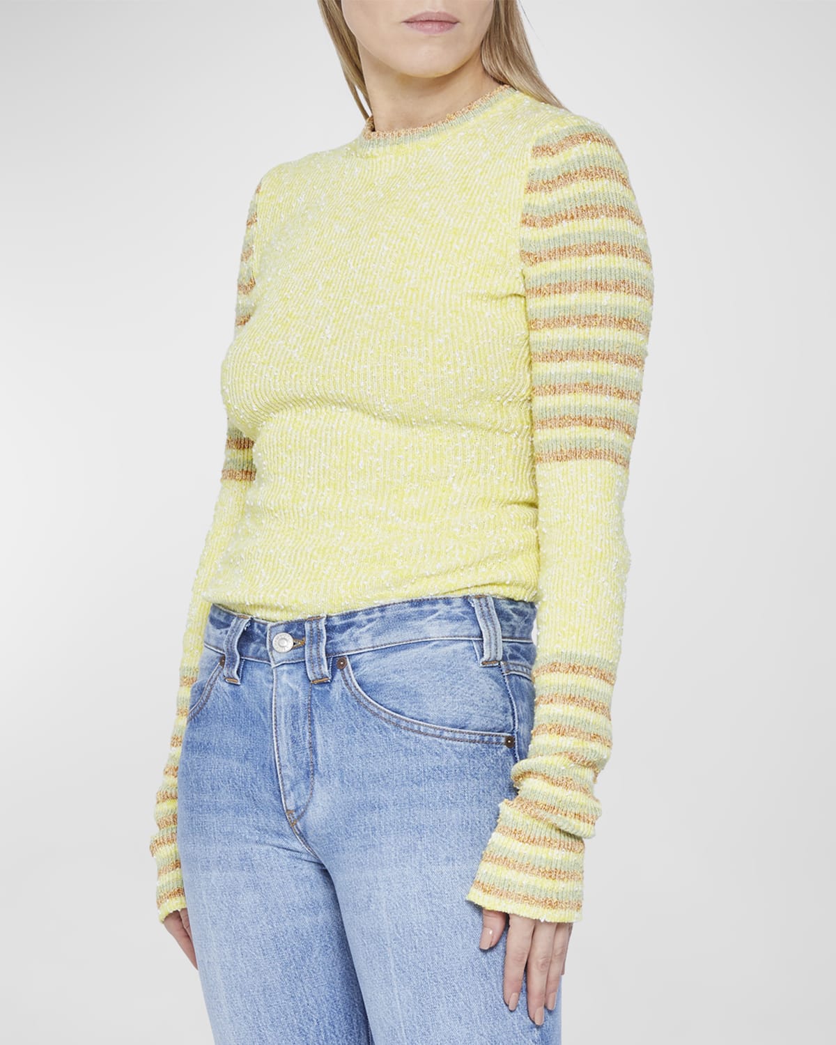 Piazza Sempione Stripe Short-Sleeve Sweater | Neiman Marcus