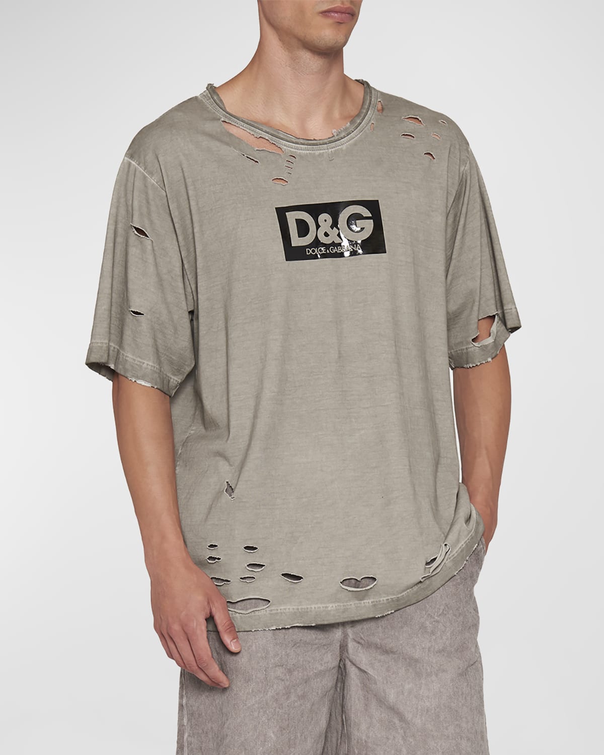 Dolce&Gabbana Men's T-Shirt with DG Collar | Neiman Marcus