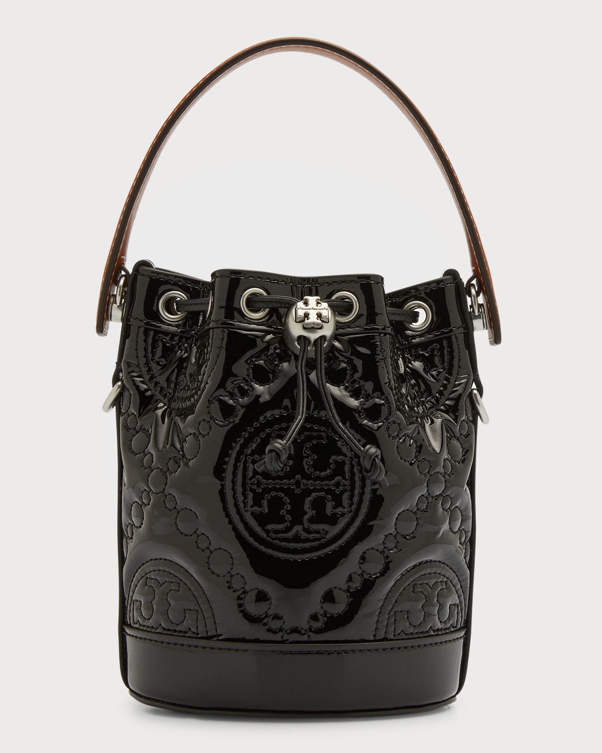 Tory Burch Mini T Monogram Puffy Patent Bucket Bag | Neiman Marcus