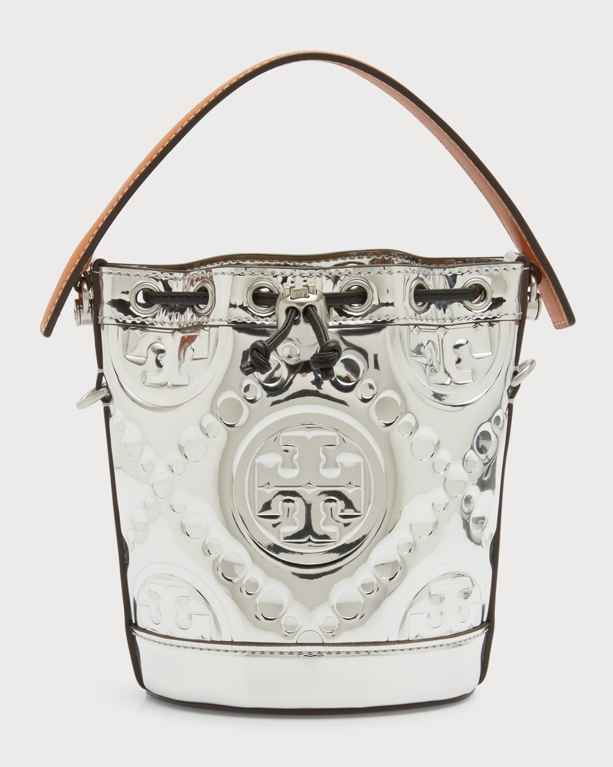 Tory Burch Mini T Monogram Puffy Patent Bucket Bag | Neiman Marcus