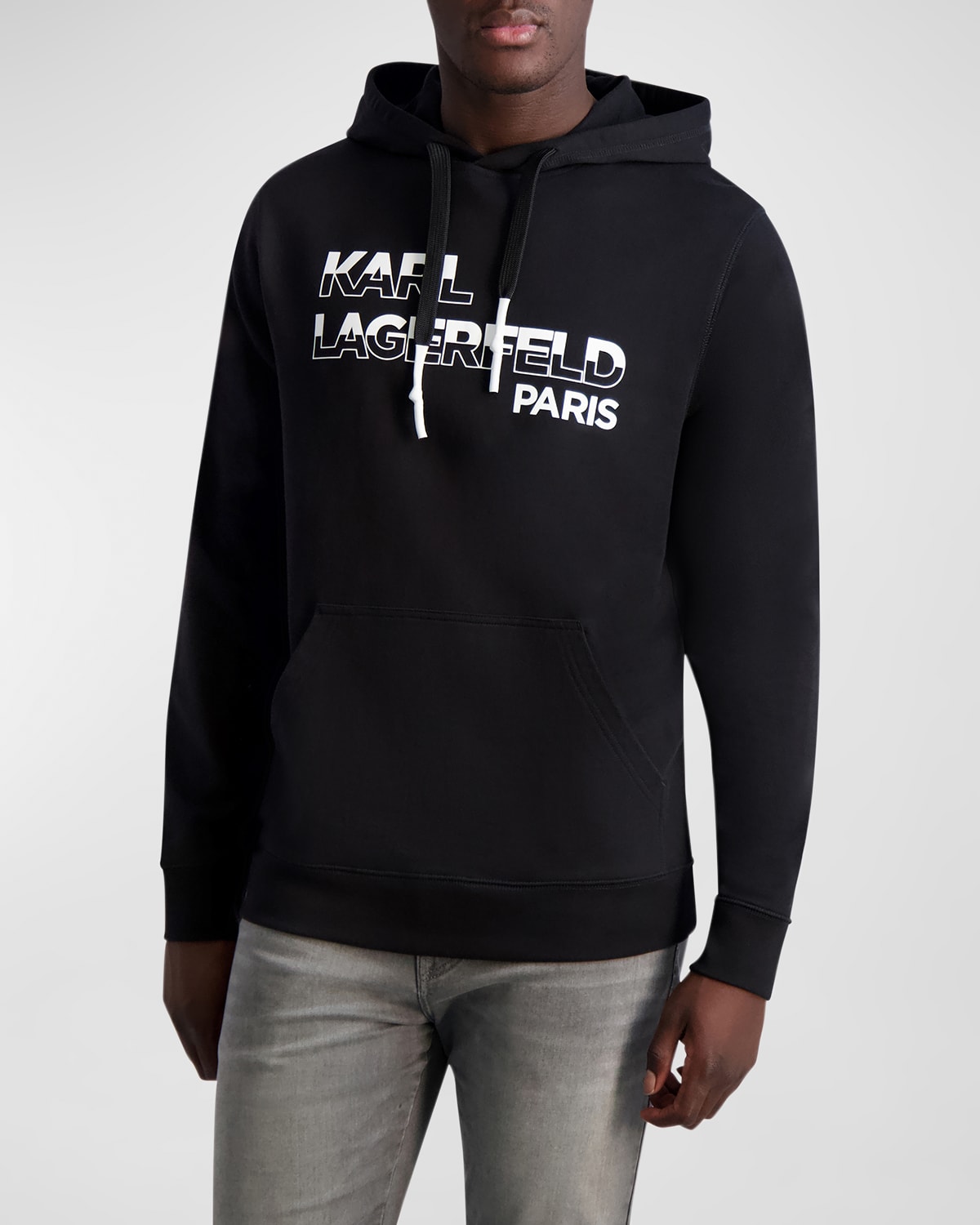 Karl Lagerfeld Paris Men's Allover Signature-Print Hoodie | Neiman Marcus