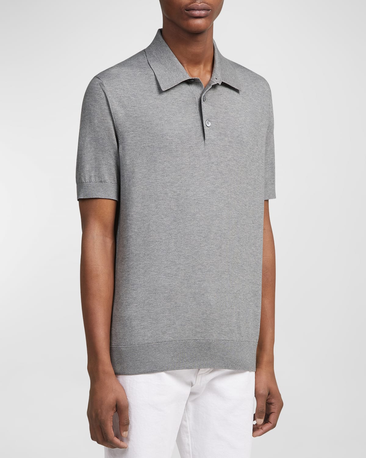 ZEGNA Men's Cashmere-Cotton Polo Shirt | Neiman Marcus